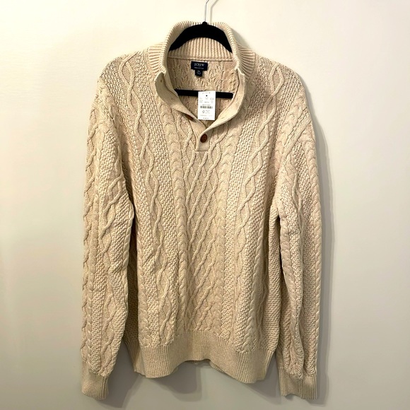 J. Crew | Sweaters | Mens Cable Knit Mockneck Sweater | Poshmark